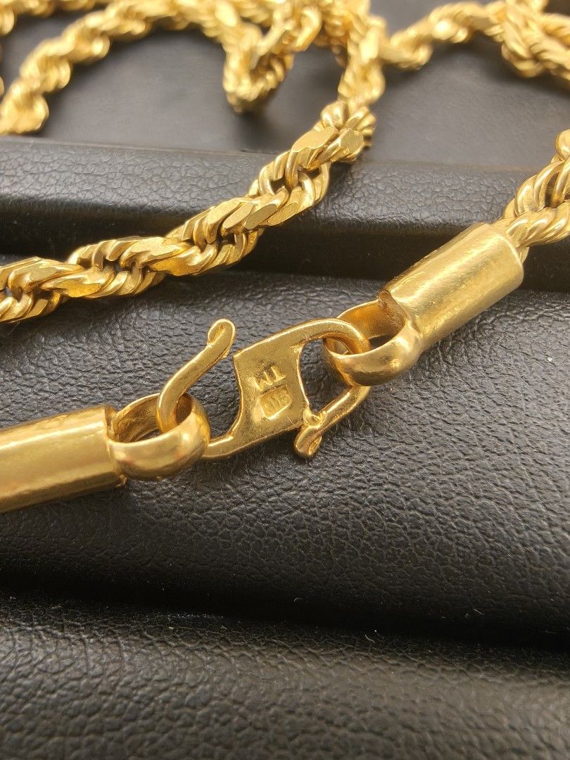 (170/G) 916 Gold Rope Chain, Men's Fashion, Watches & Accessories ...