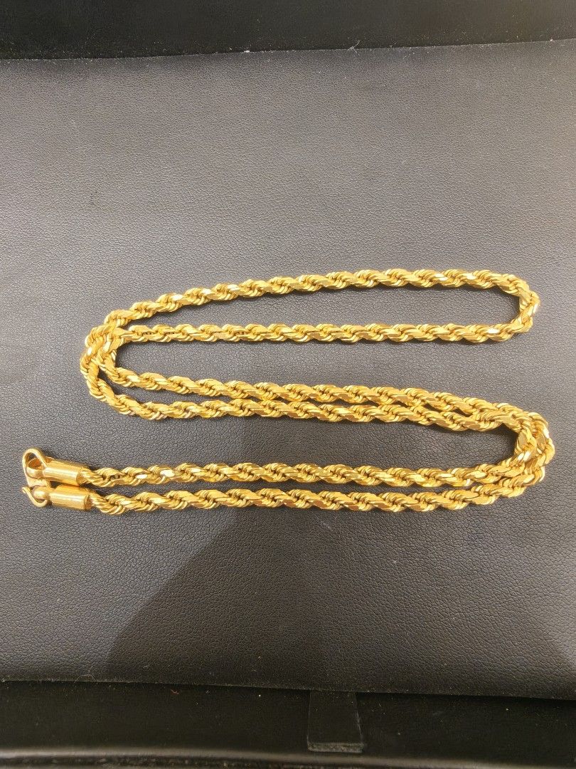 (170/G) 916 Gold Rope Chain, Men's Fashion, Watches & Accessories ...