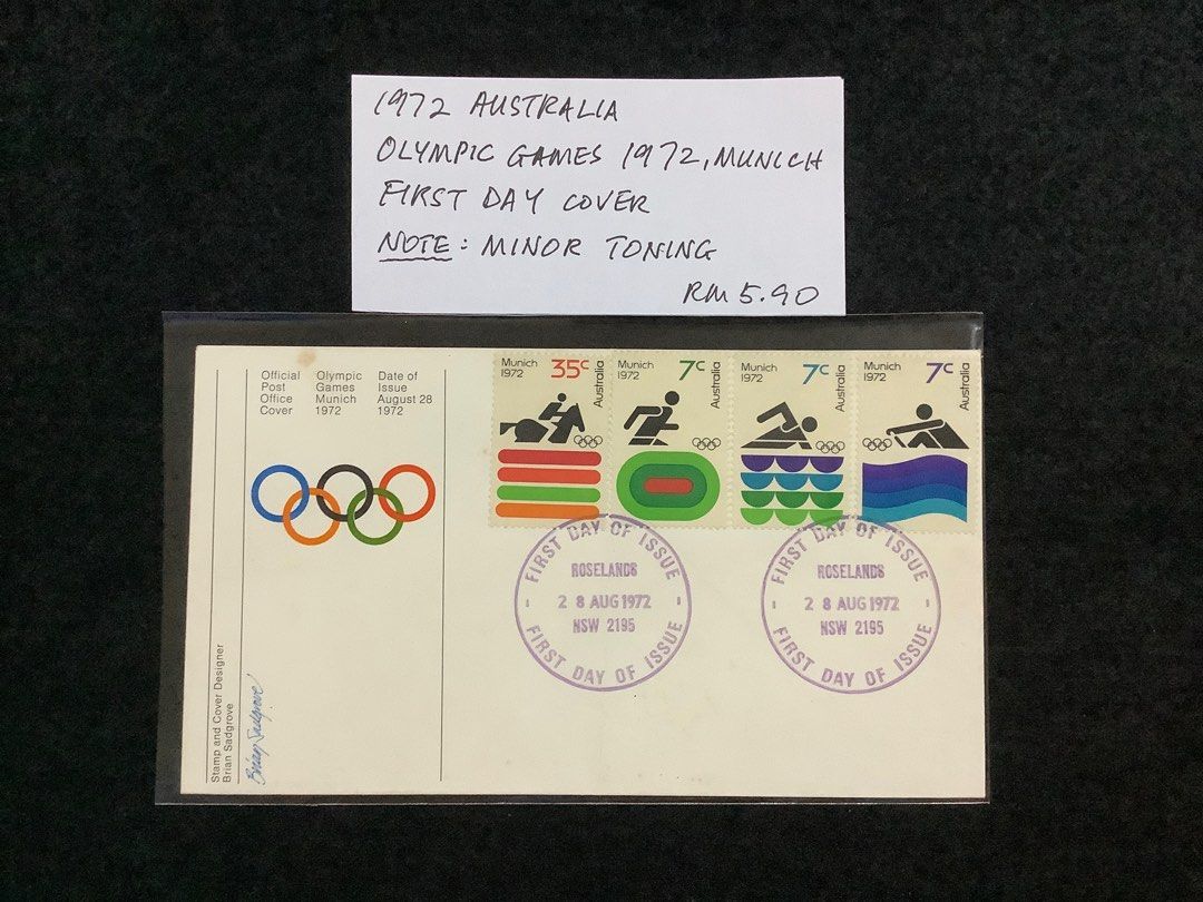 1972 Australia Olympic Games 1972, Munich First Day Cover Note: Minor ...