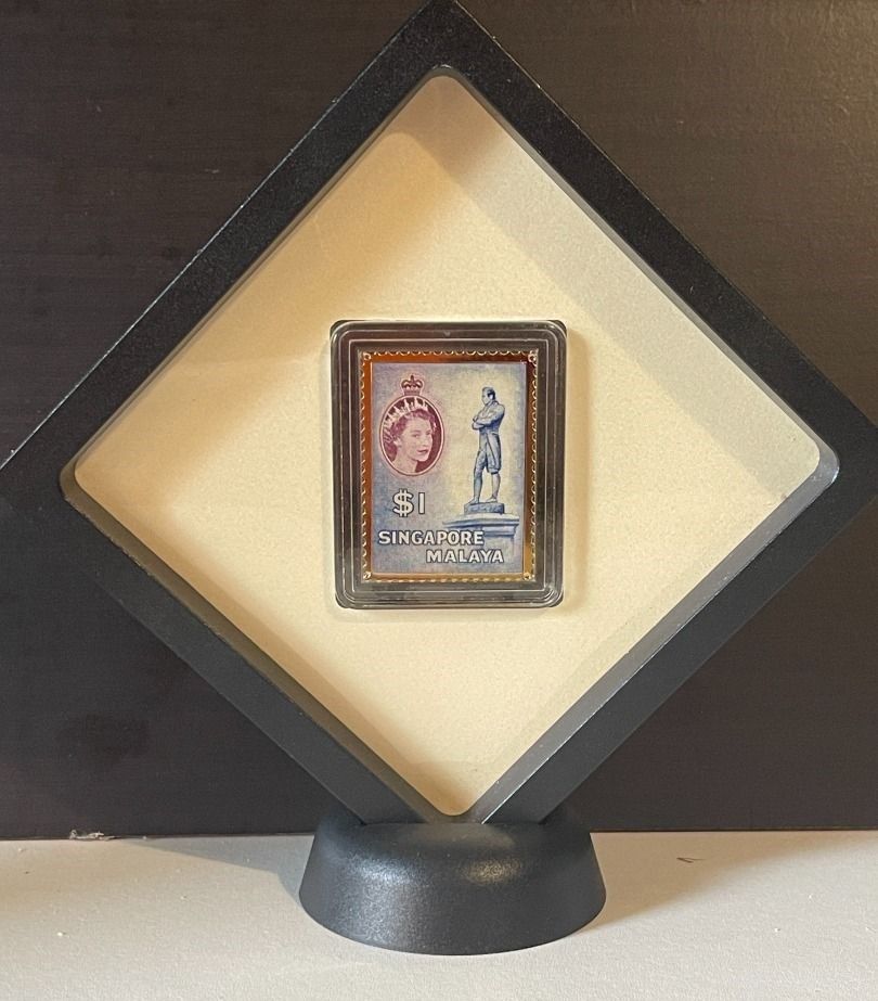 1955 Queen Elizabeth II “Raffles Statue” – 24K Gold-Plated Minted Stamp ...