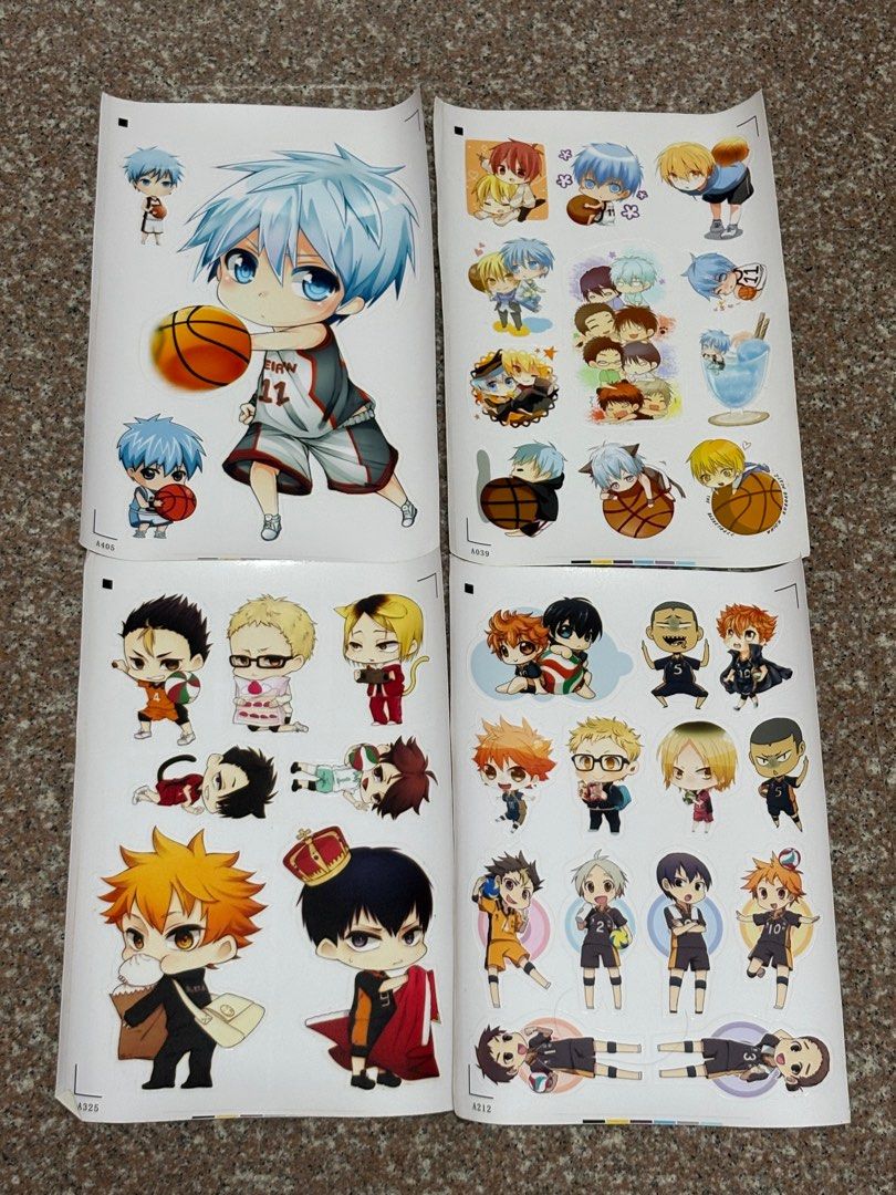 Anime A4 Waterproof Stickers Sheet - Re:Zero, Attack on Titan, Haikyuu ...