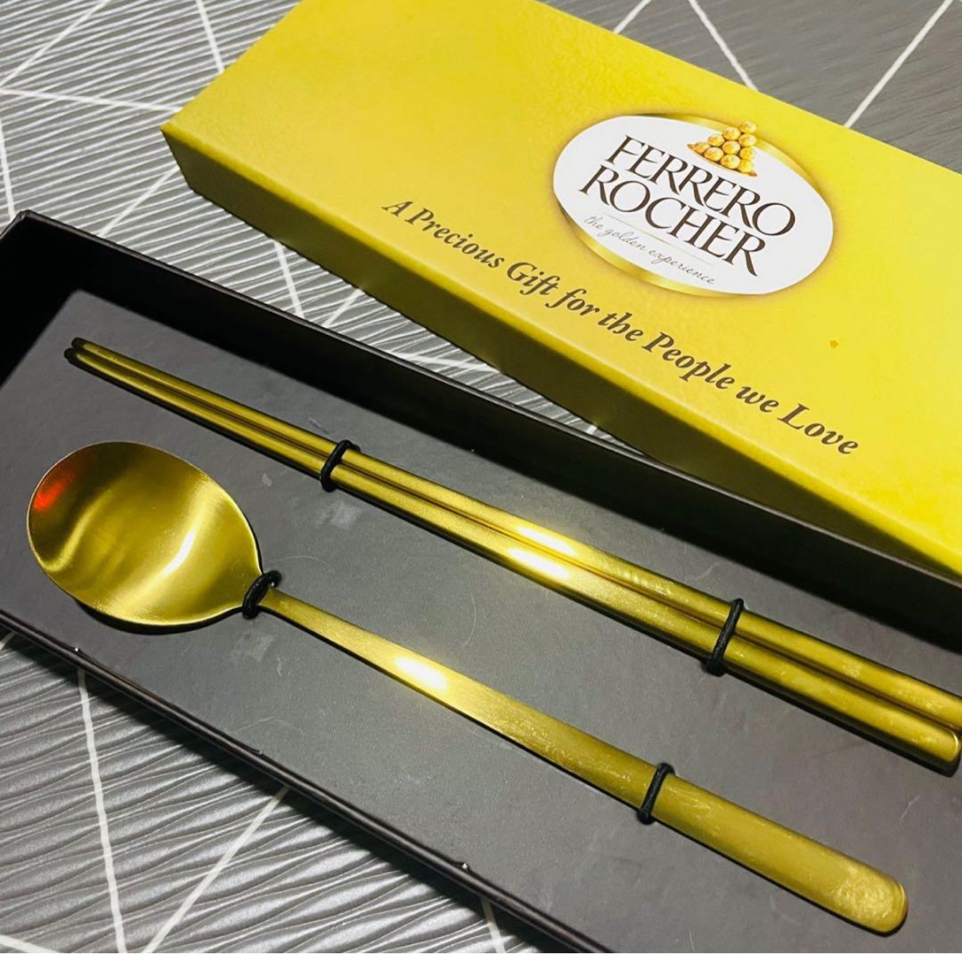 Brand New stainless steel Ferraro Rocher Limited edition gold cutlery ...