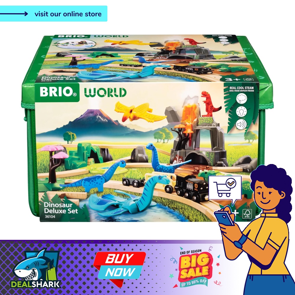 BRIO World – 36104 Dinosaur Deluxe Set | 44-Piece Toy Train Set for ...