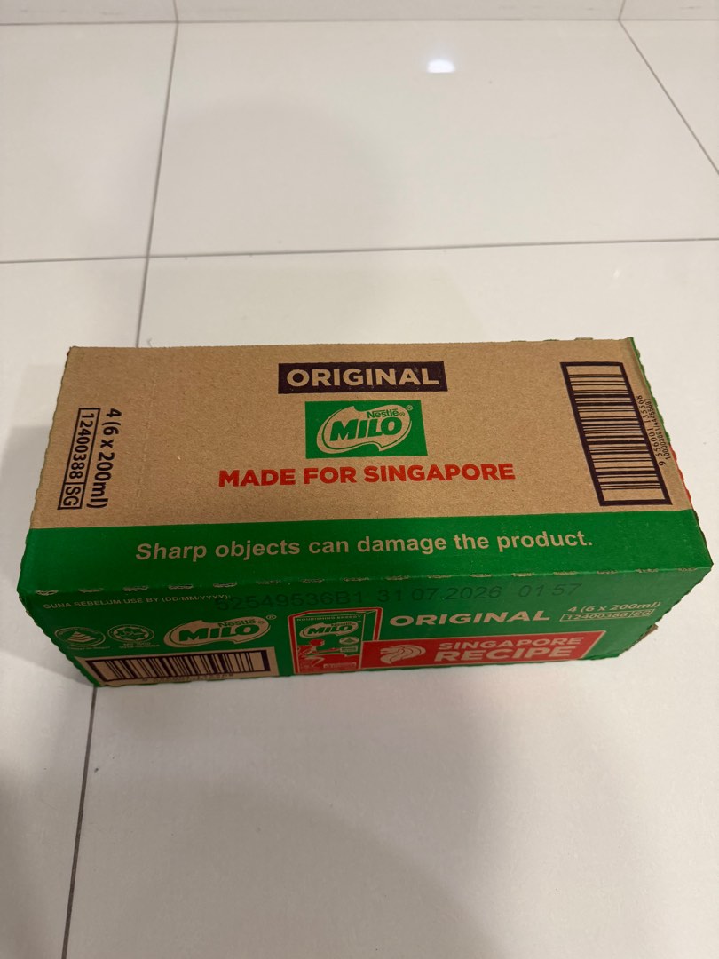[Carton] Nestle Milo Original Singapore Recipe 4 (6 x 200ml) - $10 each ...