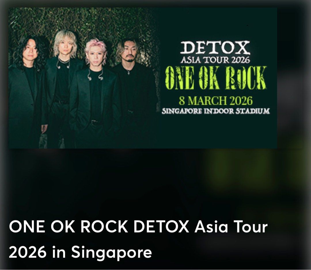 [CAT 1 PEN B x 1 Q NUMBER 60+] ONE OK ROCK DETOX Asia Tour 2026 in ...