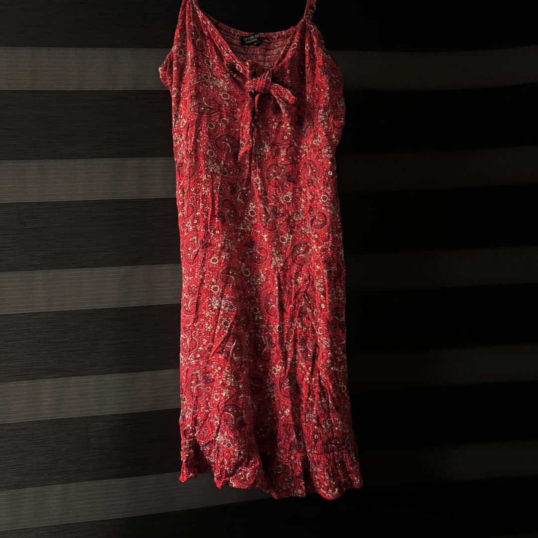 Cotton on Red Flowy Mini Dress, Women's Fashion, Dresses & Sets ...