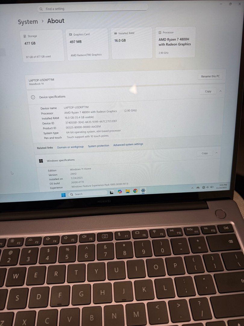 Huawei Matebook 14 - AMD Ryzen 7 4800H, Computers & Tech, Laptops ...