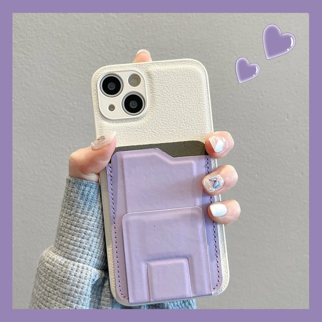 iPhone Case with Card Holder and Stand - Purple, Mobile Phones ...