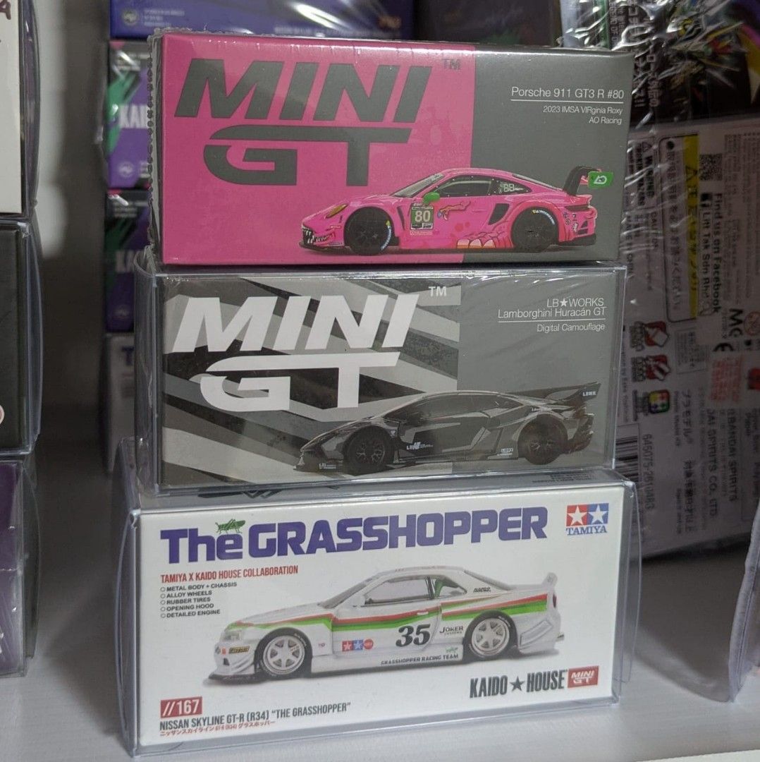Kaido House & Mini GT (Porsche 911 GT3 R Roxy, Lamborghini Huracan GT ...