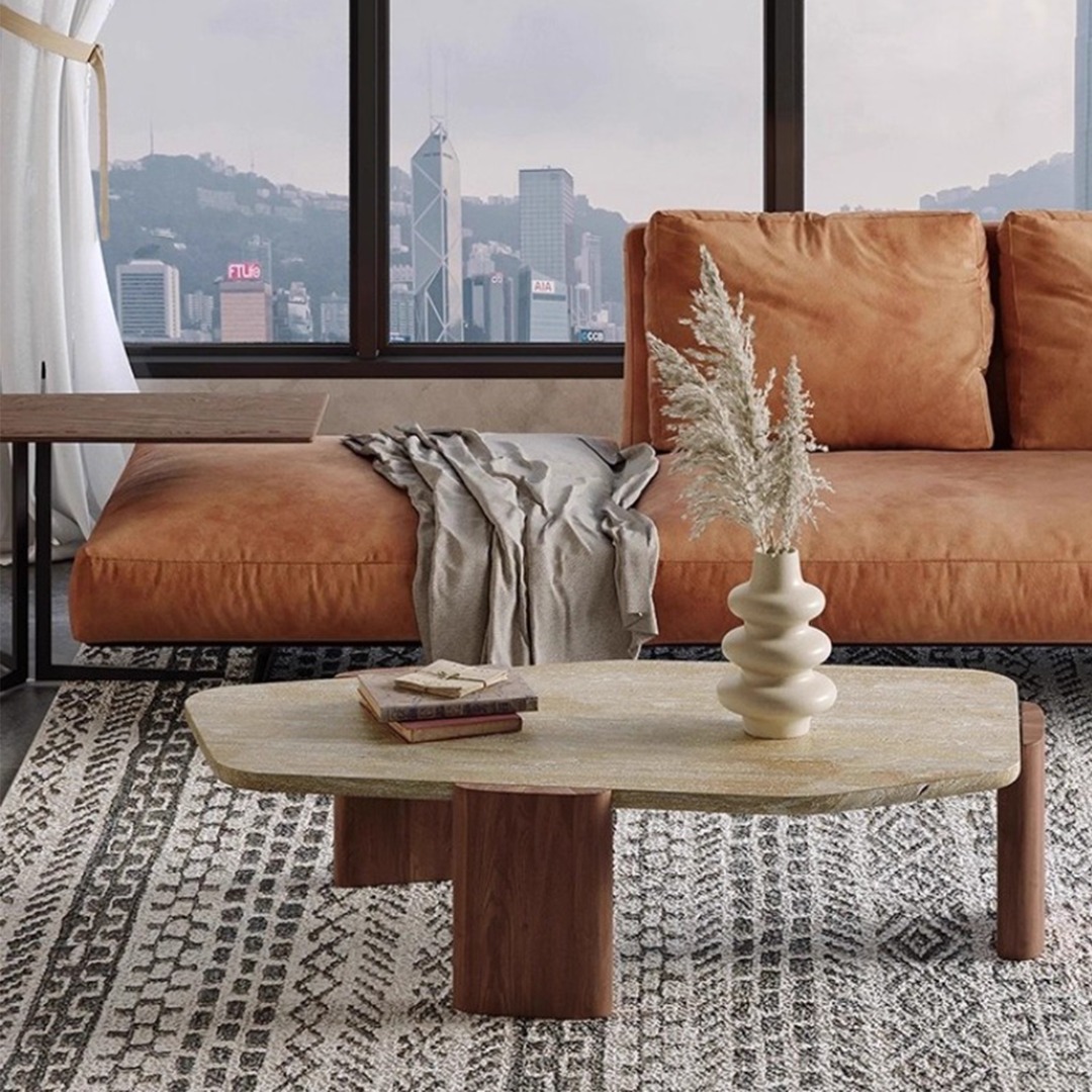 MAS-3663 Masdio Wabi Sabi Travertine Coffee Table, Furniture & Home ...