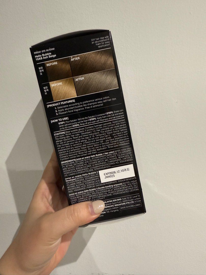 Mise en scene Hello Bubble Foam Hair Dye - 10 Ash Beige, Beauty ...