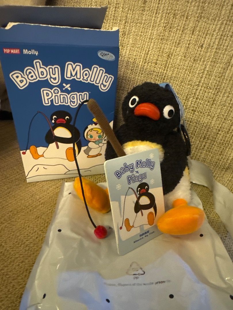 Popmart 🎣 Baby Molly × Pingu Happy Fishing Series Vinyl Plush Pendant ...