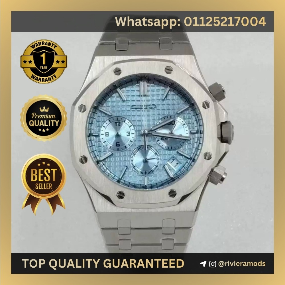 SEIKO ROYAL OAK CHRONOGRAPH | ICE BLUE TAPISSERIE | VK63 MECHAQUARTZ ...
