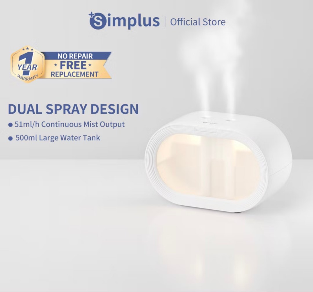 Simplus Dual Spray Humidifier - 500ml Tank, TV & Home Appliances, Air ...