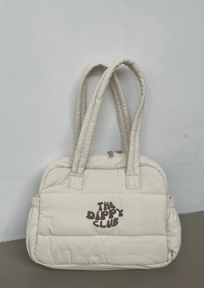 The Dippy Club Puffer Tote Bag Cloud Cream, Women's Fashion, Bags ...