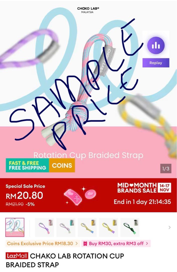 100% authentic Chako Lab Bobo cup strap with stainless steel clip ...