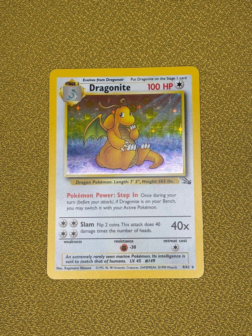 1999 Pokemon DRAGONITE - #4/62 Holo Fossil, Hobbies & Toys, Toys ...