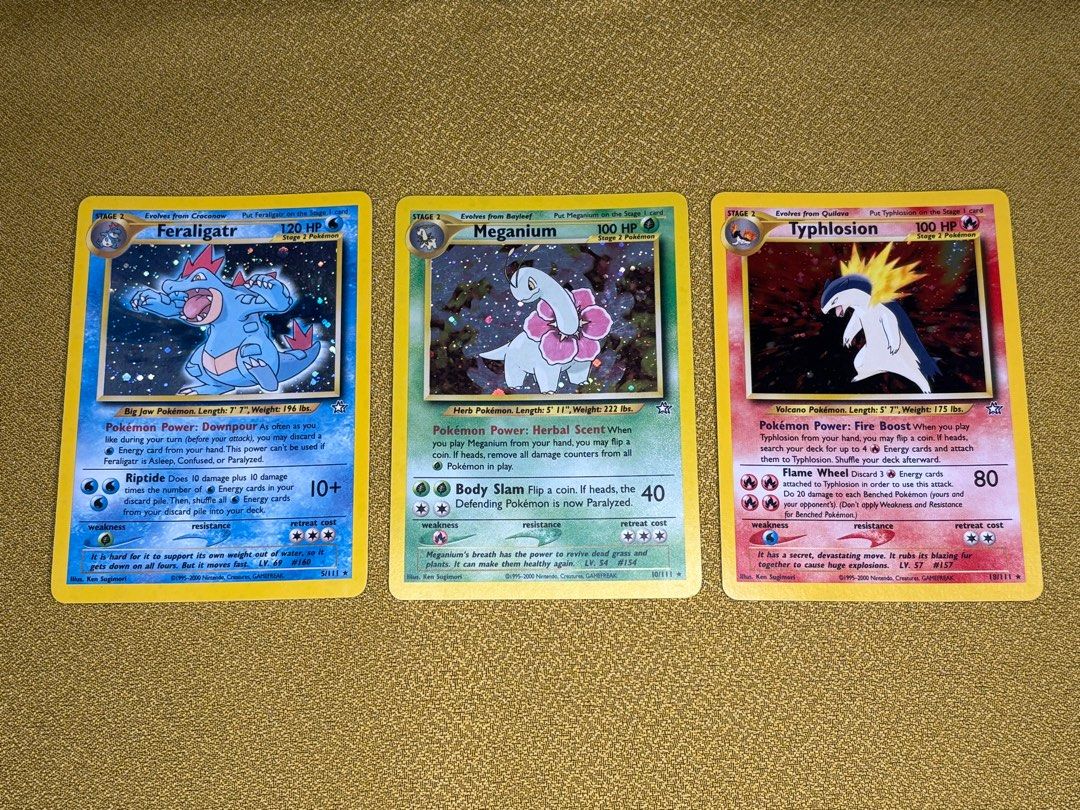 2000 Pokemon FERALIGATR, MEGANIUM, TYPHLOSION - Neo Genesis Gen 2 Trio ...