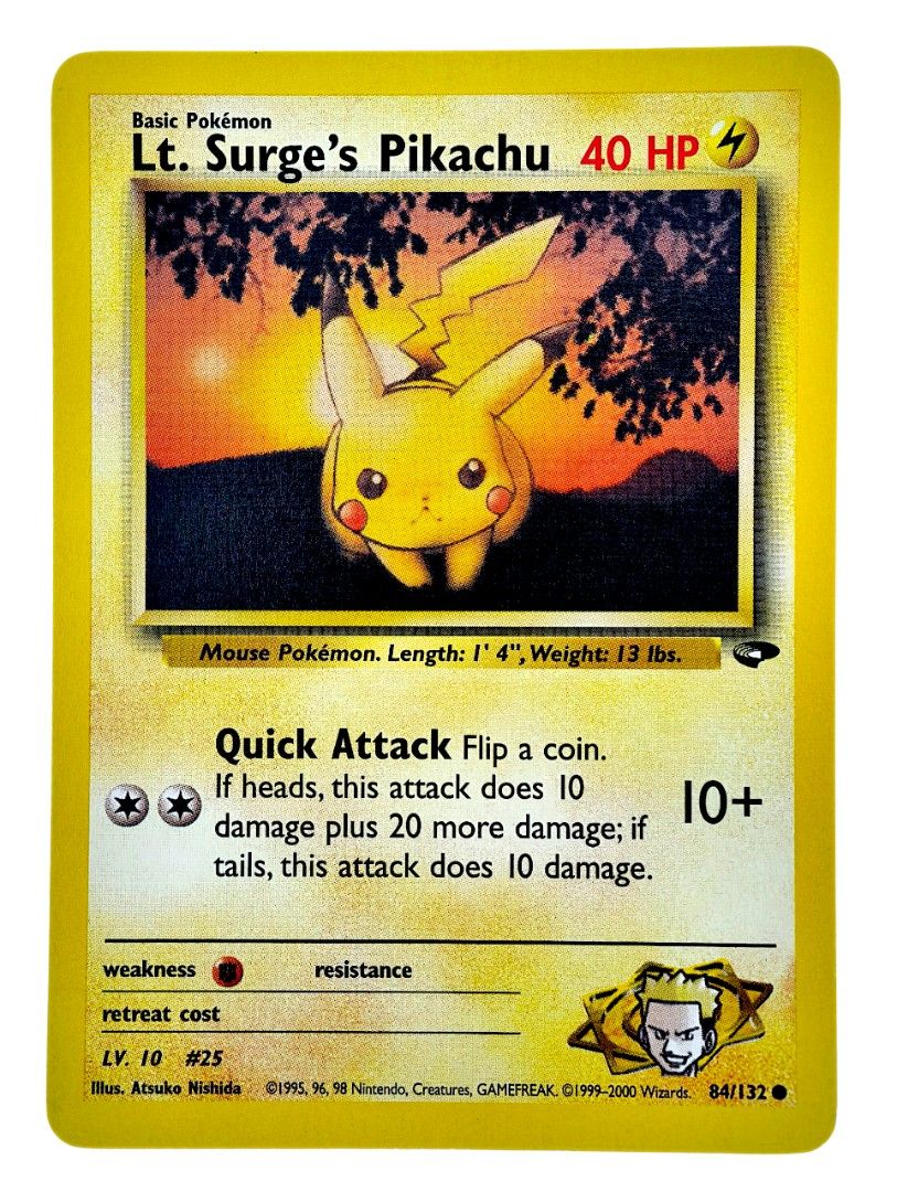 2000 Pokémon Lt. Surge's Pikachu Gym Challenge #84/132 TCG Card ...
