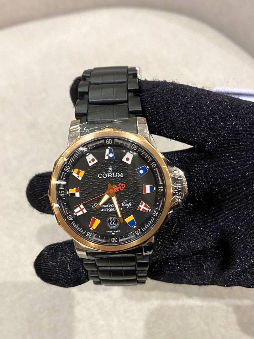 2015 CORUM ADMIRAL’S CUP REF 082.831.24 TROPHY BLACK FLAG DIAL 18K 750 ...