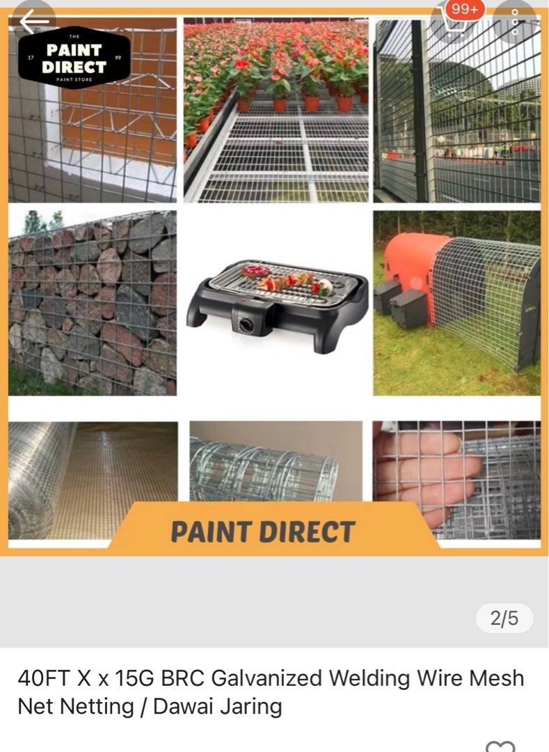 40FT x 15G BRC Galvanized Welding Wire Mesh Netting, Furniture & Home ...