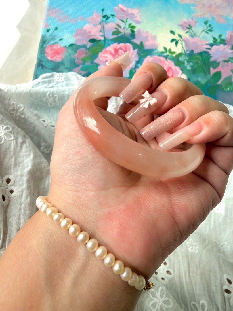 桃花酿 Rose Peach Jade Bangle - 54.3mm, Women's Fashion, Jewelry ...
