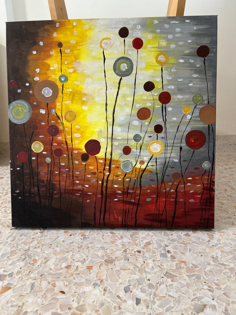 Abstract Floral Painting on Canvas, Hobbies & Toys, Art & Prints on ...