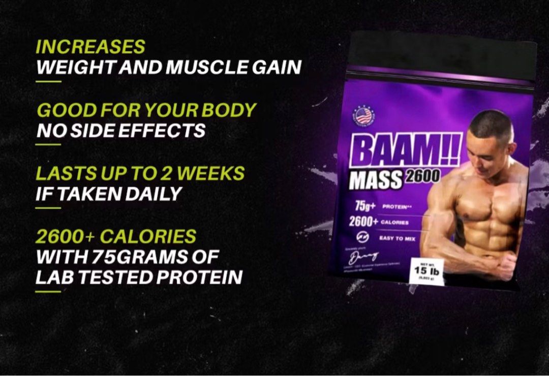 BAAM!! Mass Gainer 2600 (6lbs / 15lbs) | High Calorie 2600 kcal • 75g ...