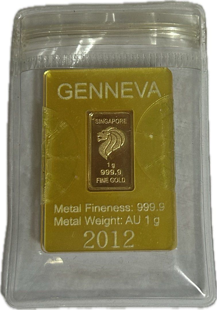 Bar AU999.9 ROYAL GOLD SDN BHD 1g GENNEVA Singapore 2012 fine gold Lion ...