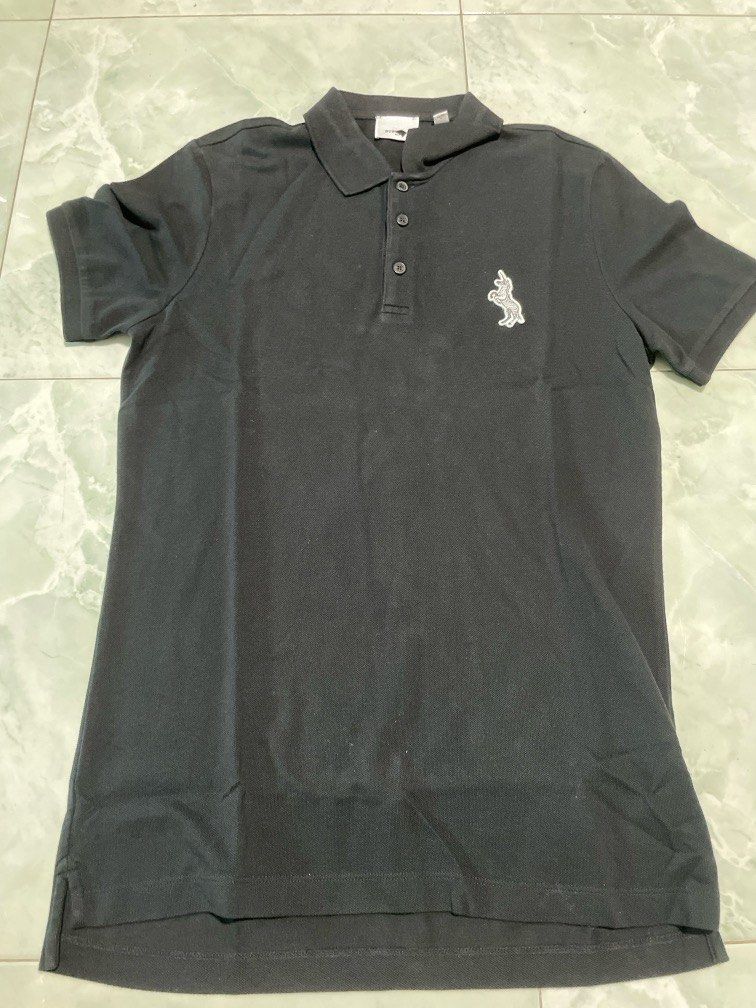 Brand new cut label black Burberry polo tee tag M best fit S ptp 51cm ...
