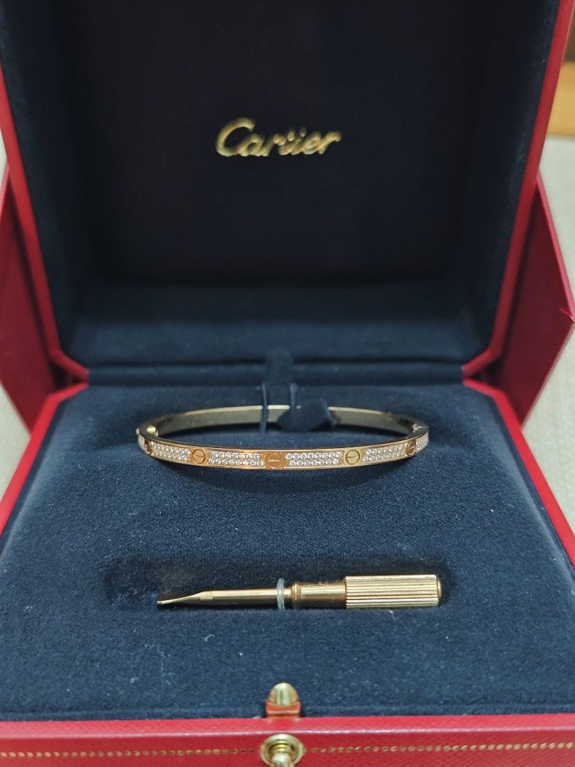 Cartier Love Bracelet, Small Model, Paved, Luxury, Accessories on Carousell