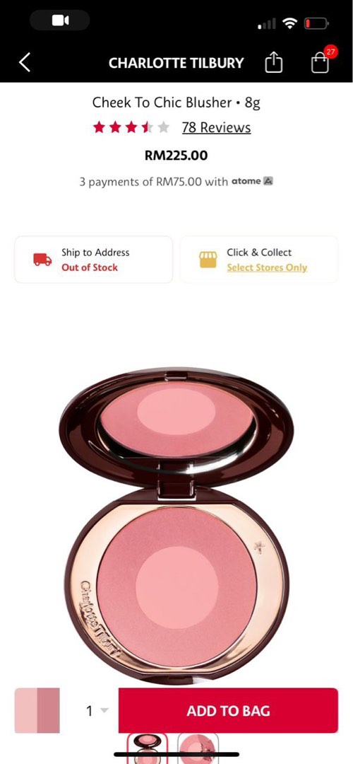 Charlotte Tilbury Cheek To Chic Blusher, Beauty & Personal Care, Face ...