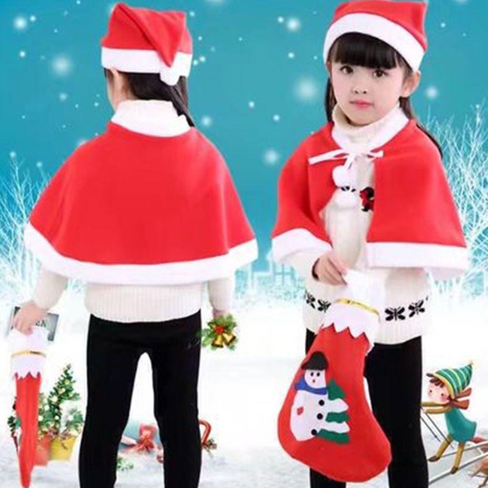 [In-Stock] Kids Christmas Cape Children Woman Girl Boy Cute Velvet ...