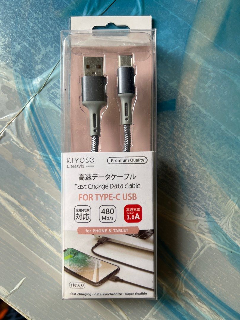 Kiyoso Fast Charge Type-C USB Cable, Mobile Phones & Gadgets, Mobile ...