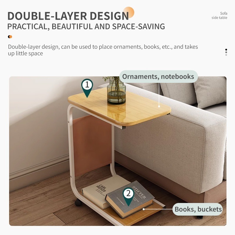 Movable Coffee Tea Table Sofa Side Table With Wheels Small Bedside ...