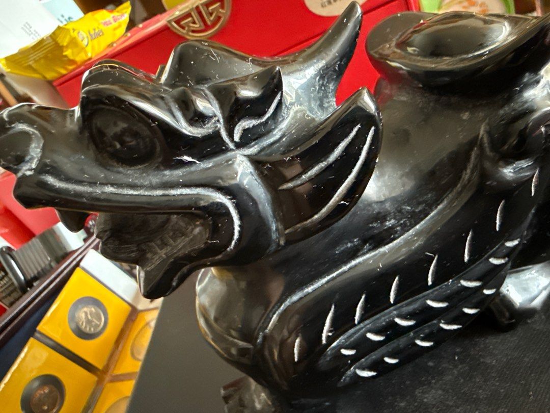 Pi Xiu Black Stone Dragon Sculpture, Furniture & Home Living, Home ...