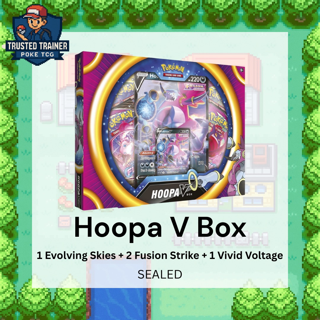 Pokemon TCG: Hoopa V Box (1 Evolving Skies + 2 Fusion Strike + 1 Vivid ...