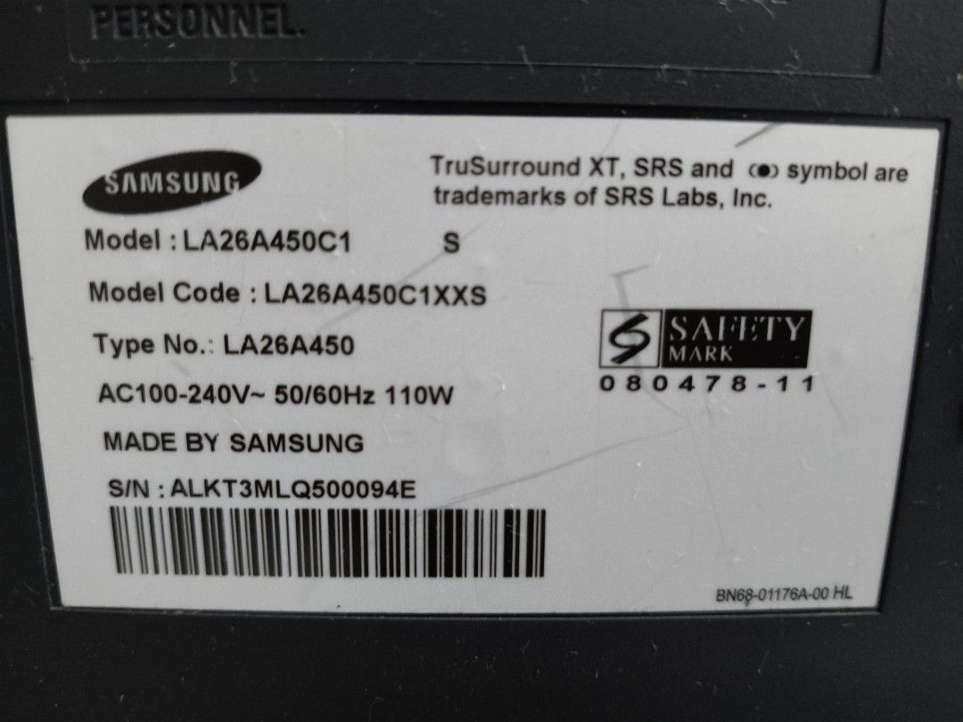 Samsung LA26A450C1 26" LCD TV, TV & Home Appliances, TV & Entertainment ...