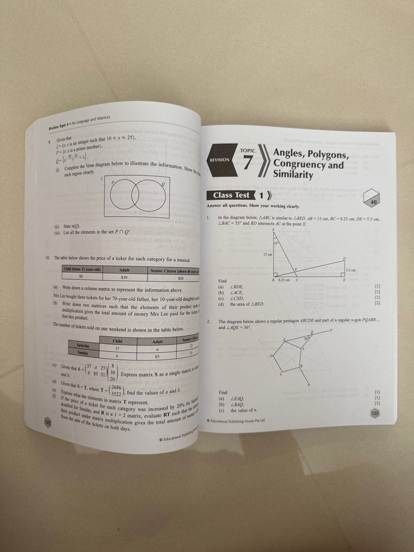 Secondary 4 Mathematics Topical Class Tests, Hobbies & Toys, Books ...