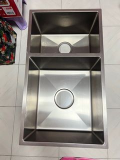 Stainless Steel Double Sink, Furniture & Home Living, Bathroom ...