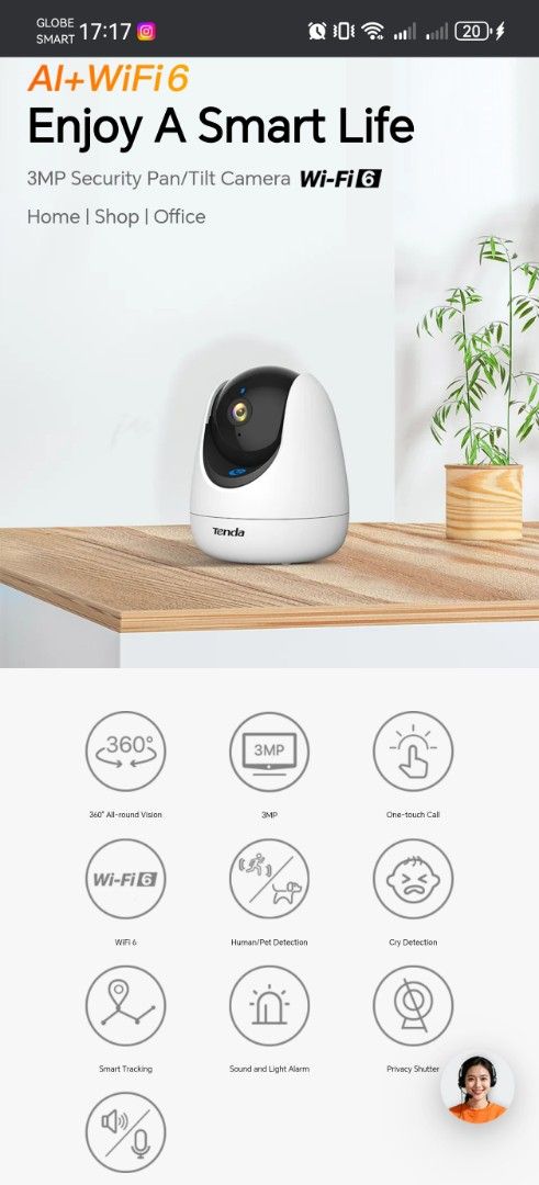 Tenda CP3 Pro AI+WiFi 6 Camera 2K 3MP, Furniture & Home Living ...