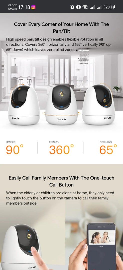 Tenda CP3 Pro AI+WiFi 6 Camera 2K 3MP, Furniture & Home Living ...