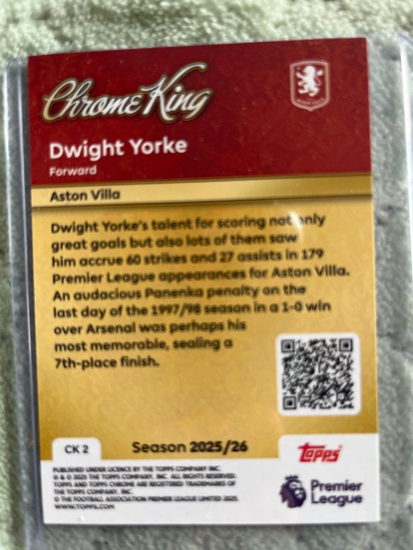 Topps Chrome King Dwight Yorke Aston Villa Card, Hobbies & Toys ...