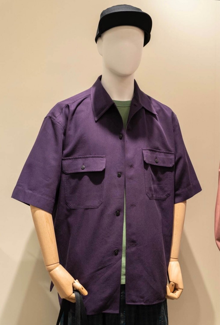 Uniqlo U Oversized Work Shirt - Purple, Men's Fashion, Tops & Sets ...