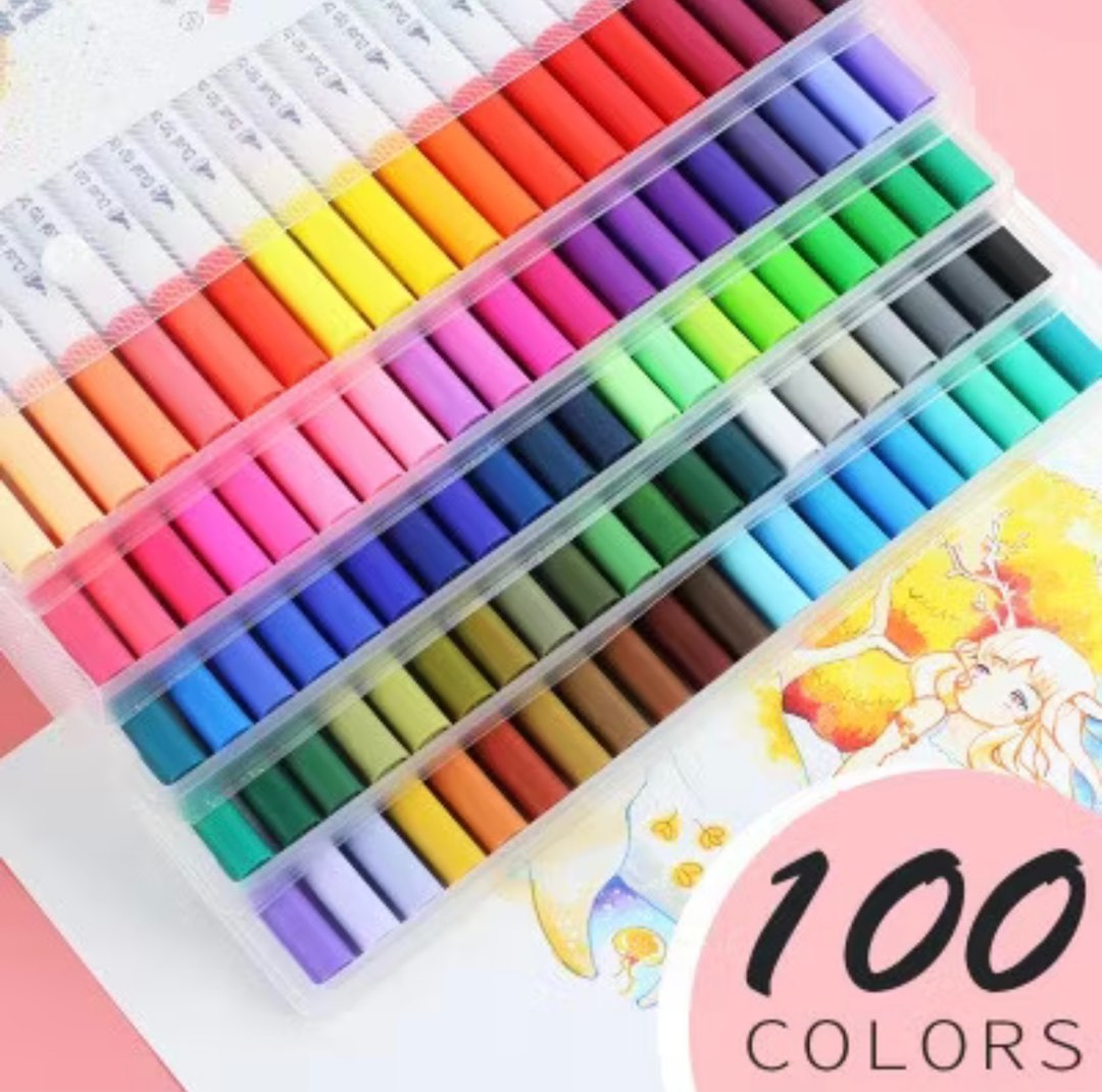 100 WaterColors Dual Tip Art Markers, Hobbies & Toys, Stationery ...