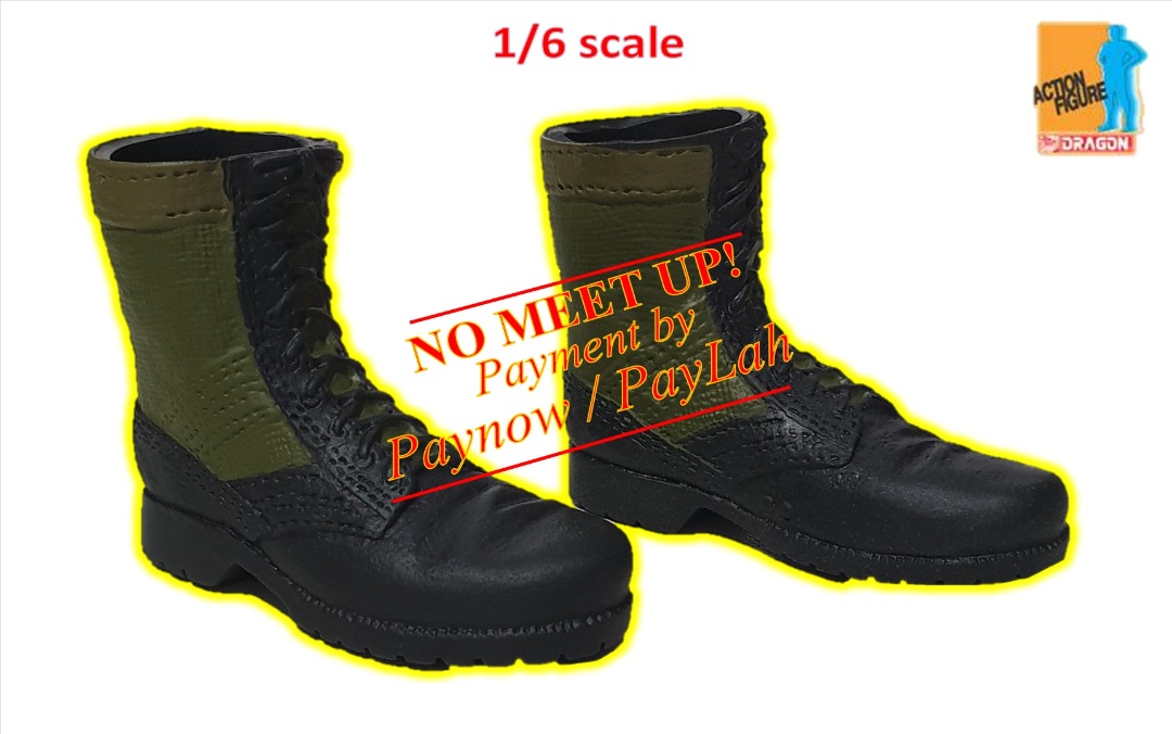 1:6 scale DRAGON Molded Boots (Black & Green). *PLEASE DO NOT PAY VIA ...