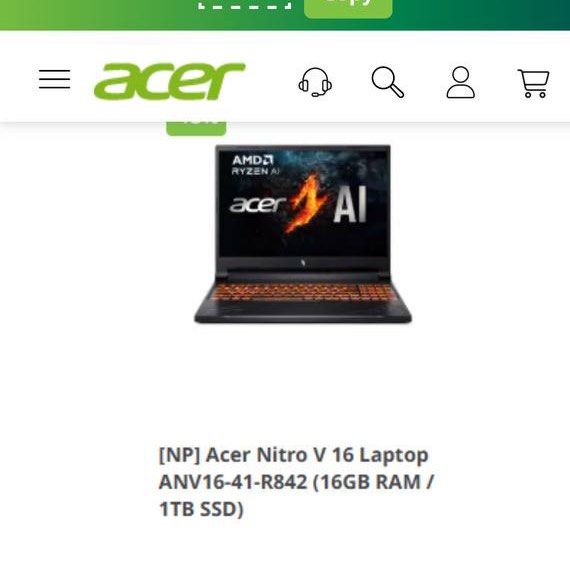 Acer Nitro v16 Gaming Laptop ANV16-41-R842 16 GB RAM/ 1TB SSD, Computers & Tech, Laptops ...