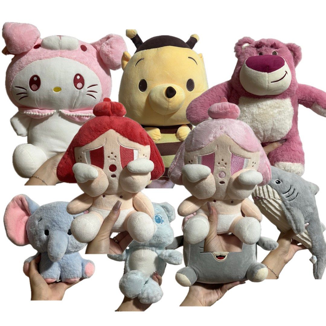 Assorted Plushies - Crybaby, Hello Kitty, Winnie the Pooh and more ...