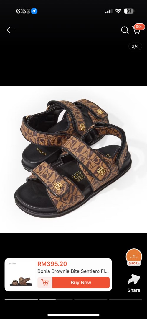 Bonia Brownie Bite Sentiero Flat Sandals, Women's Fashion, Footwear ...