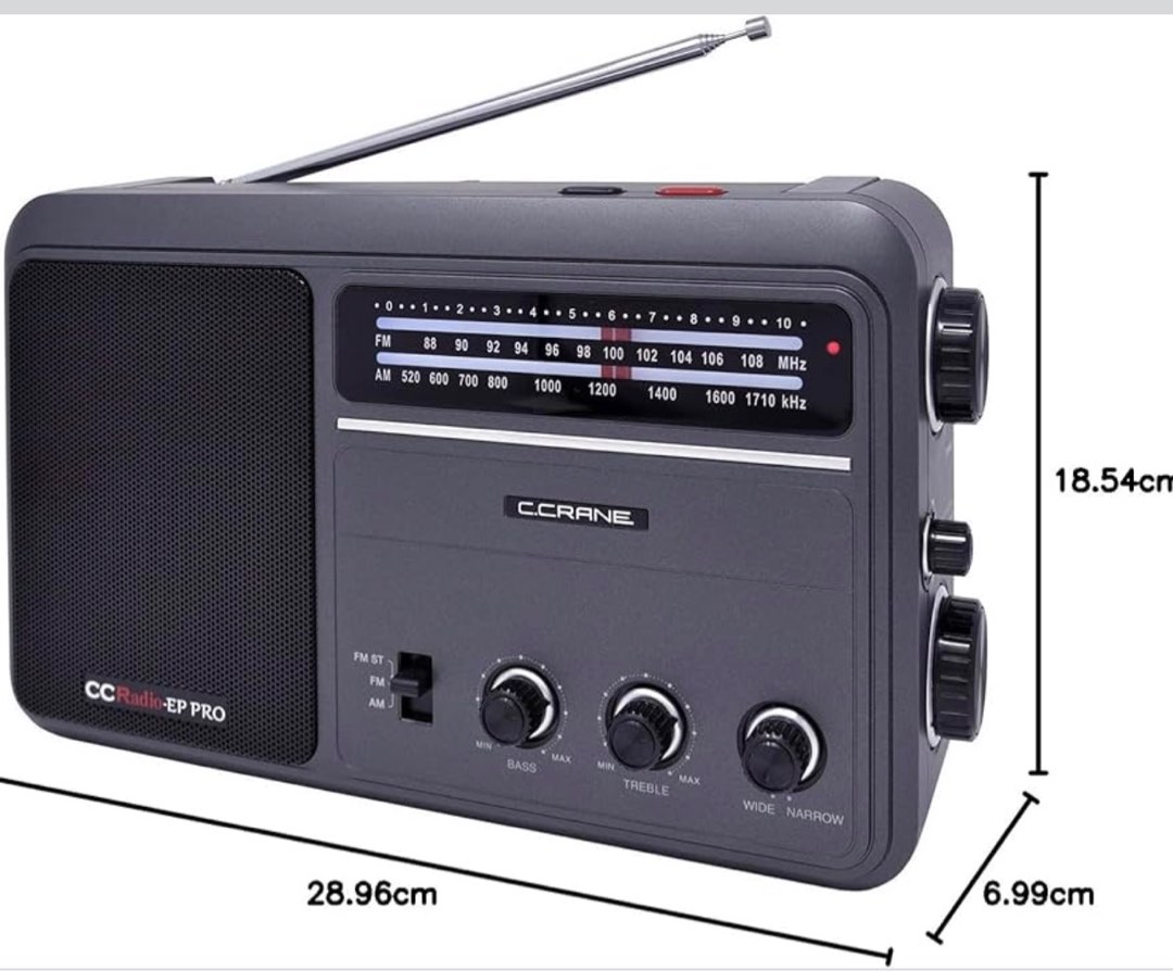 C. Crane CCRadio EP PRO AM FM Battery Operated Portable Analog Radio ...